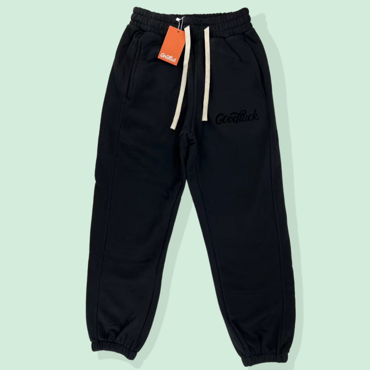 “Black” Flocked Sweatsuit – The "Good Luck Brand"